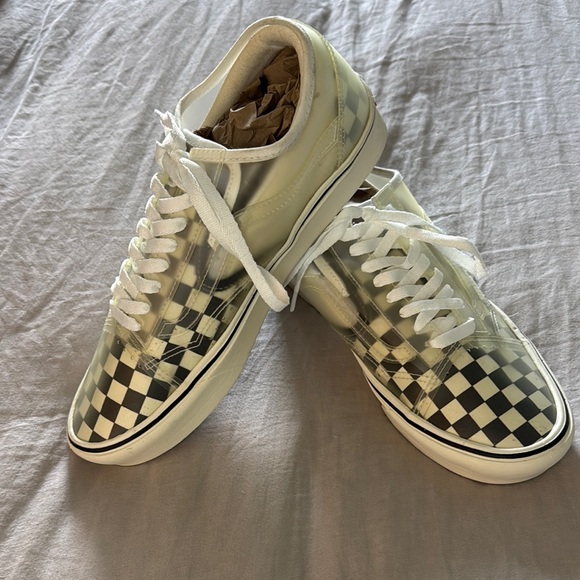 Vans | Shoes | Vans Cream And Gray Checkered Sneakers | Poshmark